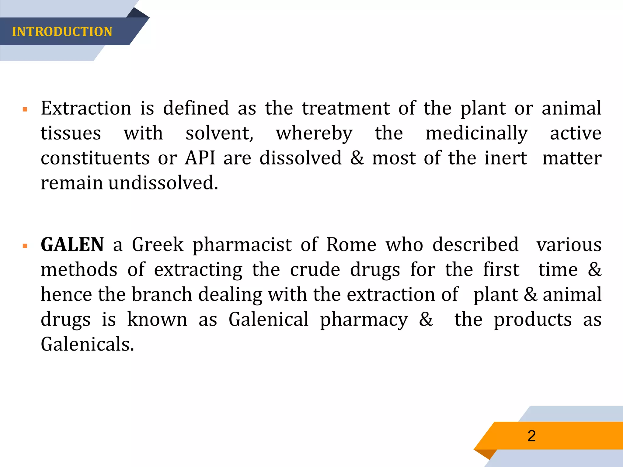 GALENICALS / EXTRACTION PROCEDURES | PPSX