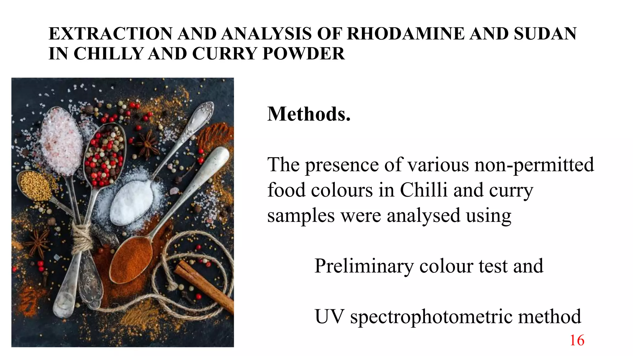 Extraction and analyis of dyes in food case studies | PPTX