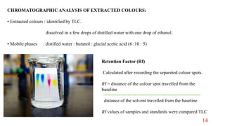 Extraction and analyis of dyes in food case studies | PPTX