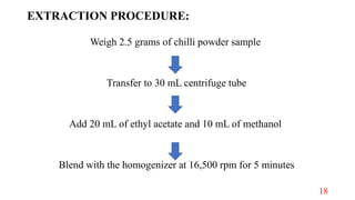 Extraction and analyis of dyes in food case studies | PPTX