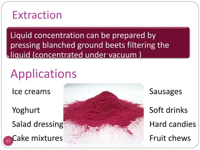 Extraction and application of natural food colorants | PPTX