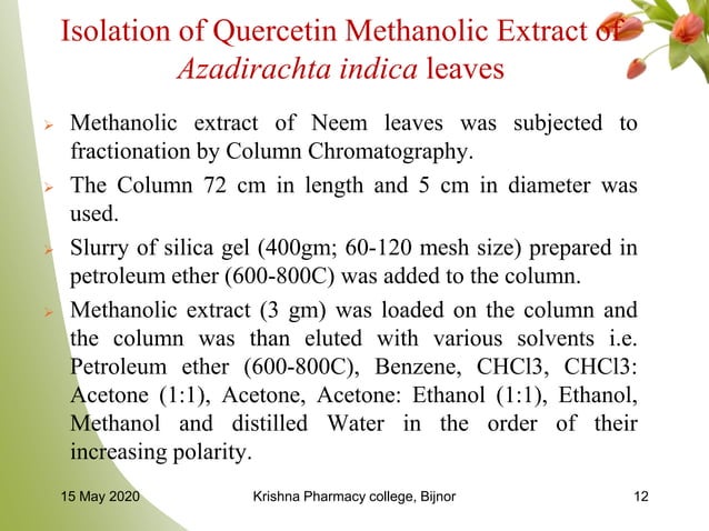 Extraction, isolation and structure elucidation of flavonoids ...