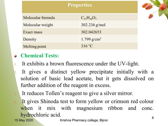 Extraction Isolation And Structure Elucidation Of Flavonoids