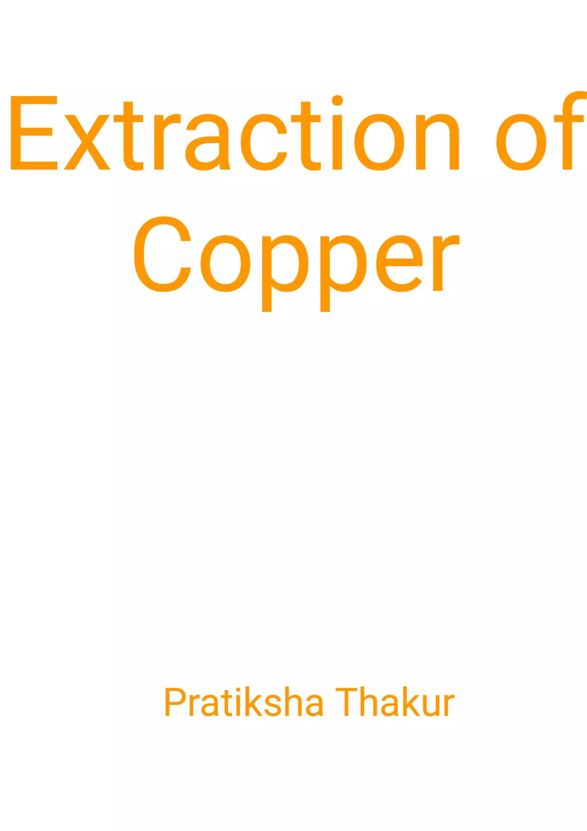 Extraction of Copper | PDF