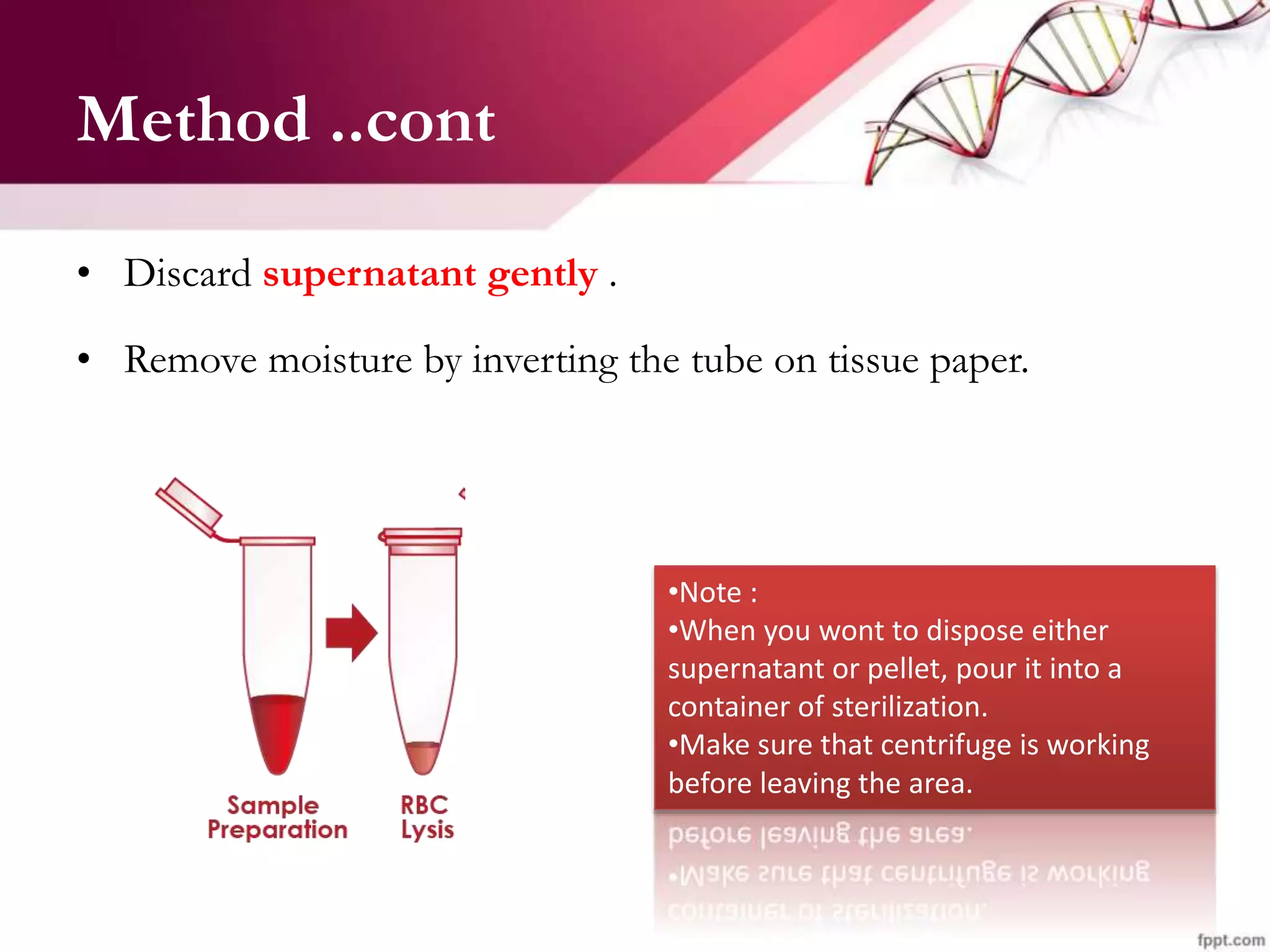 EXTRACTION OF DNA FROM BLOOD kit method | PPTX