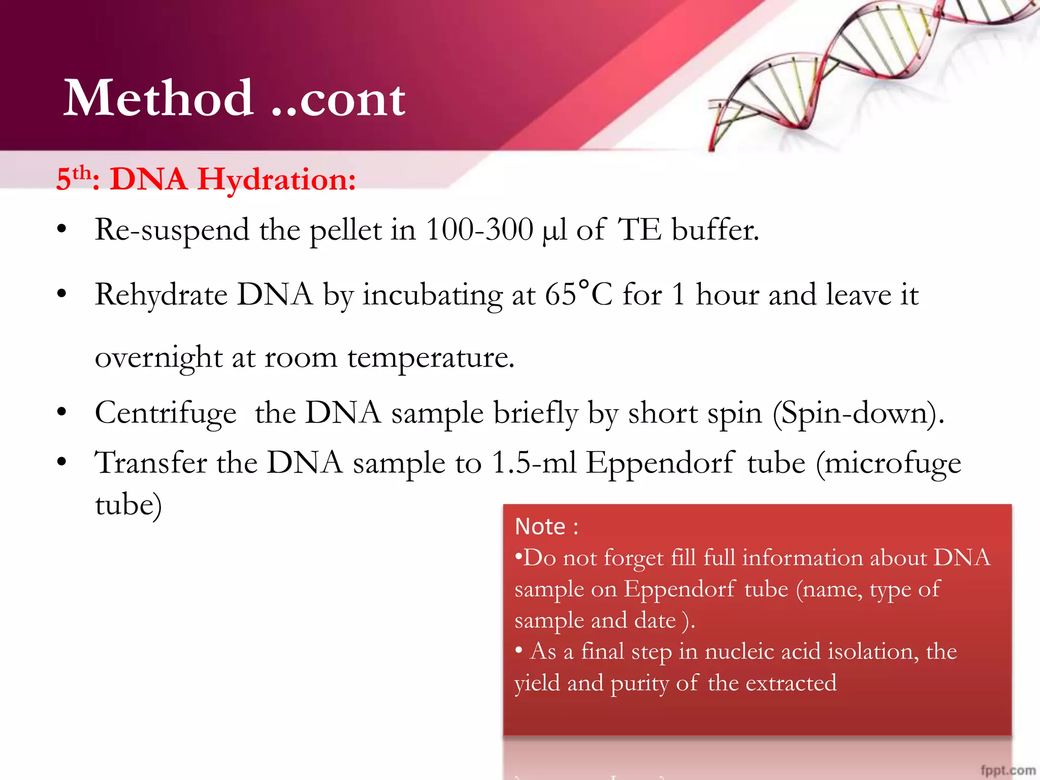 EXTRACTION OF DNA FROM BLOOD kit method | PPTX