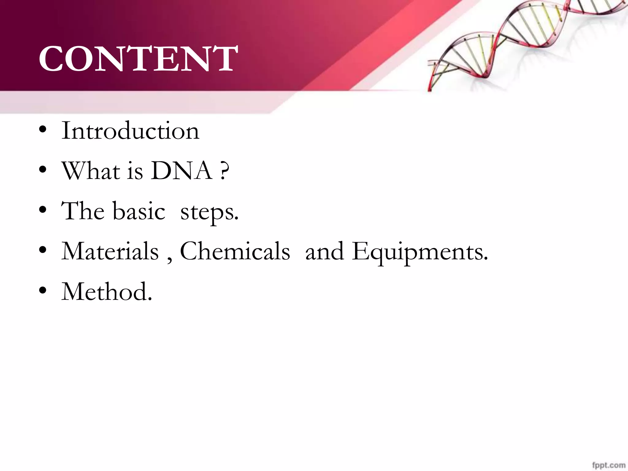 EXTRACTION OF DNA FROM BLOOD kit method | PPTX