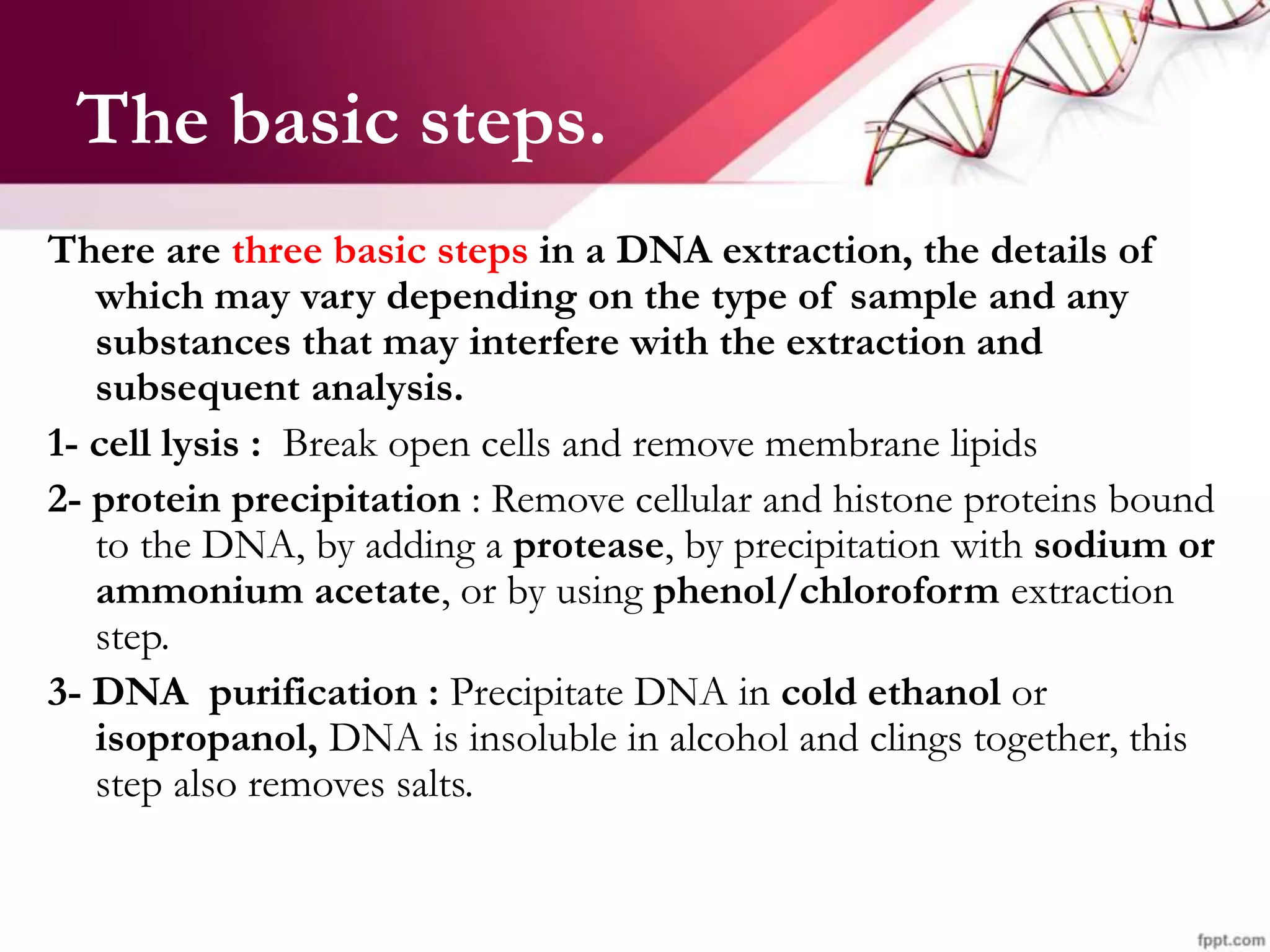 EXTRACTION OF DNA FROM BLOOD kit method | PPTX