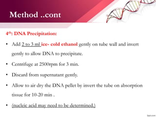 EXTRACTION OF DNA FROM BLOOD kit method | PPTX