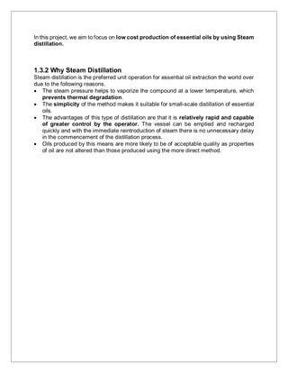 Extraction of Essential Oils using Steam Distillation | PDF