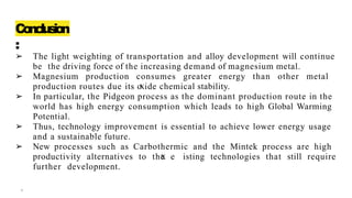 Extraction of Magnesium @ METALLURGICAL AND MATERIALS | PPTX