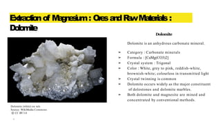 Extraction of Magnesium @ METALLURGICAL AND MATERIALS | PPTX