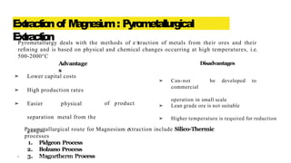 Extraction of Magnesium @ METALLURGICAL AND MATERIALS | PPTX