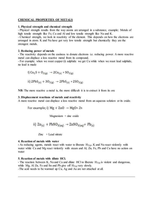 Extraction of metals | DOCX | Chemistry | Science