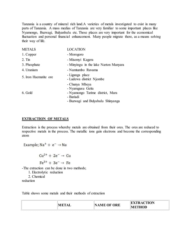 Extraction of metals | DOCX | Chemistry | Science
