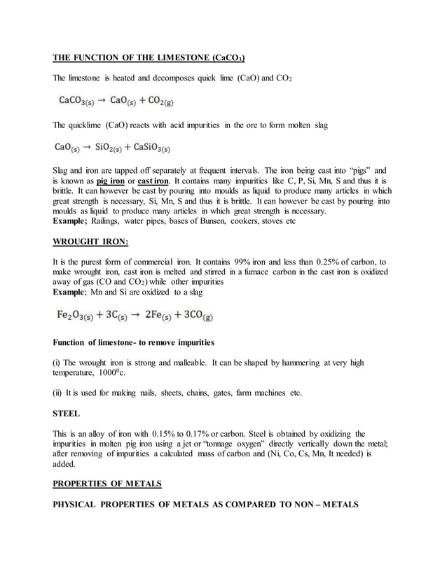 Extraction of metals | DOCX | Chemistry | Science