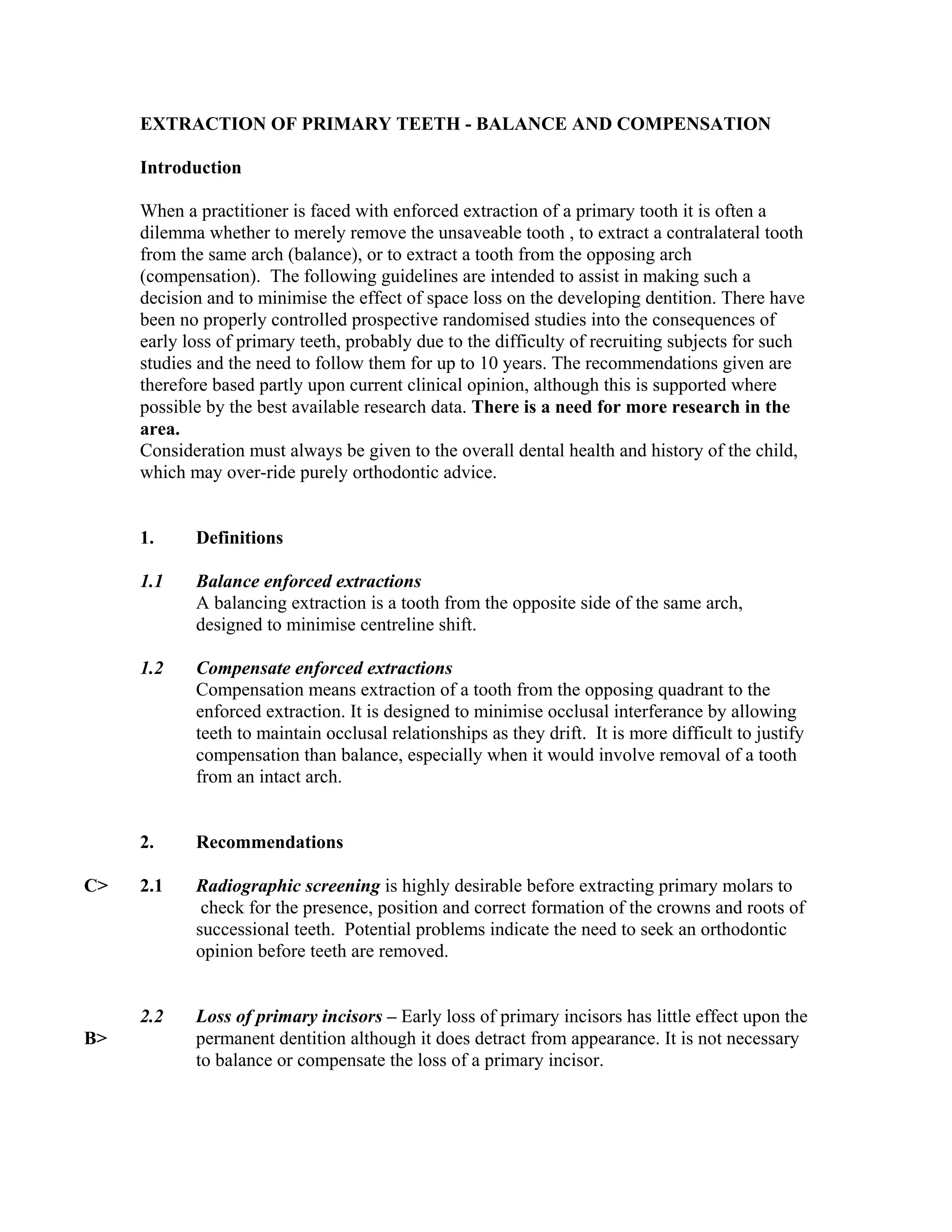 Extraction of primary teeth balance and compensation | PDF