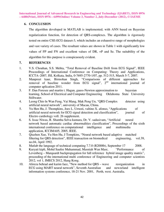 Extraction Of Qrs Complexes Using Automated Bayesian Regularization Neural Network Pdf