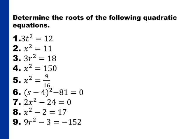 Solving quadratic by Extraction of Roots.ppt