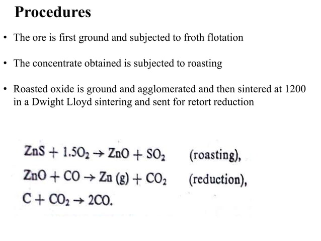 Extraction of zinc | PPTX