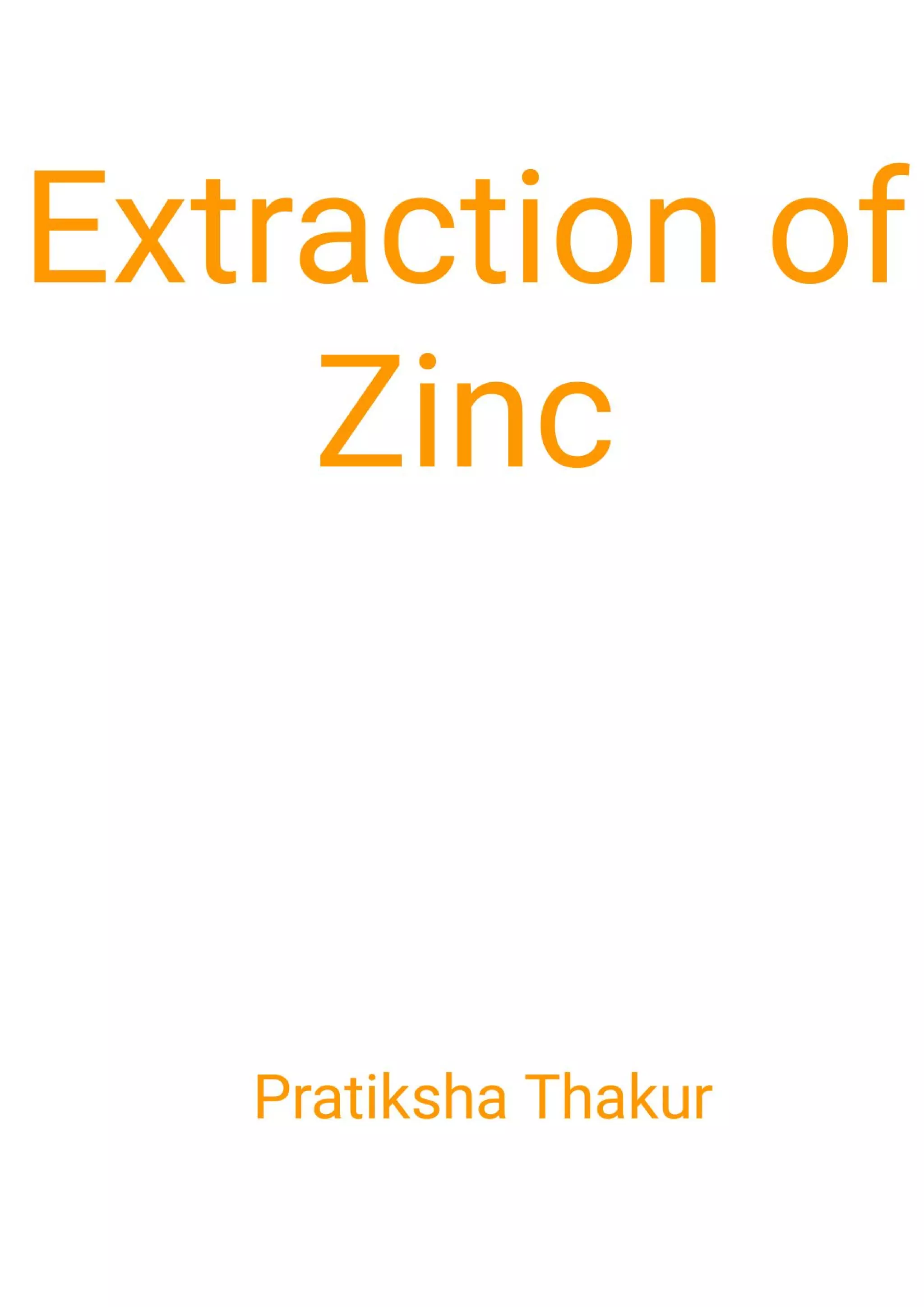 Extraction of Zinc | PDF
