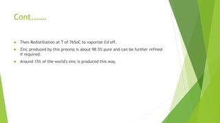 Pyrometallurgy Extraction of zinc presentation | PPTX