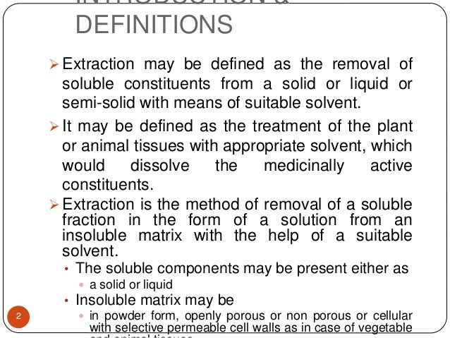 Extraction processes