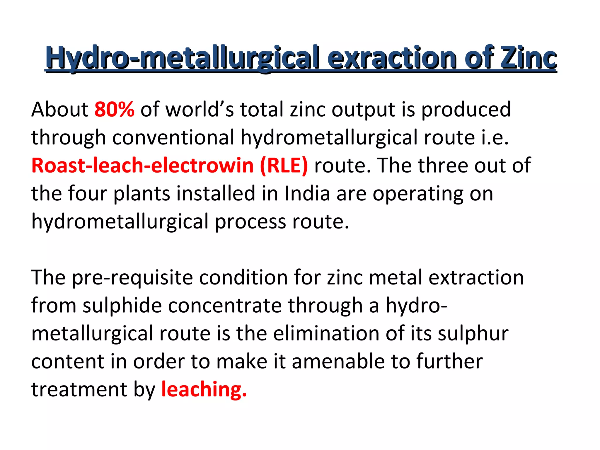 Extractive Metallurgy Presentation (Zinc) | PPT