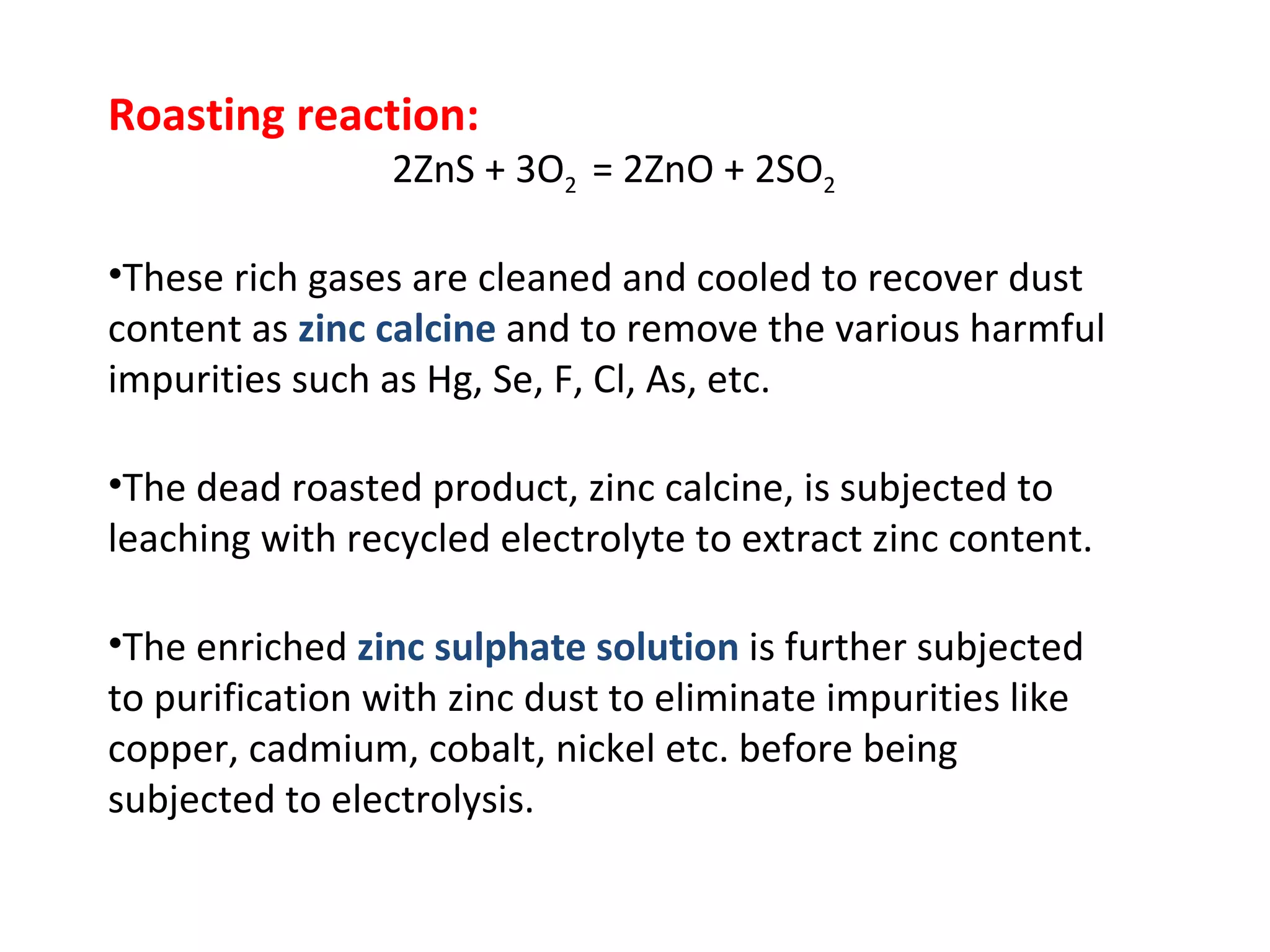 Extractive Metallurgy Presentation (Zinc) | PPT
