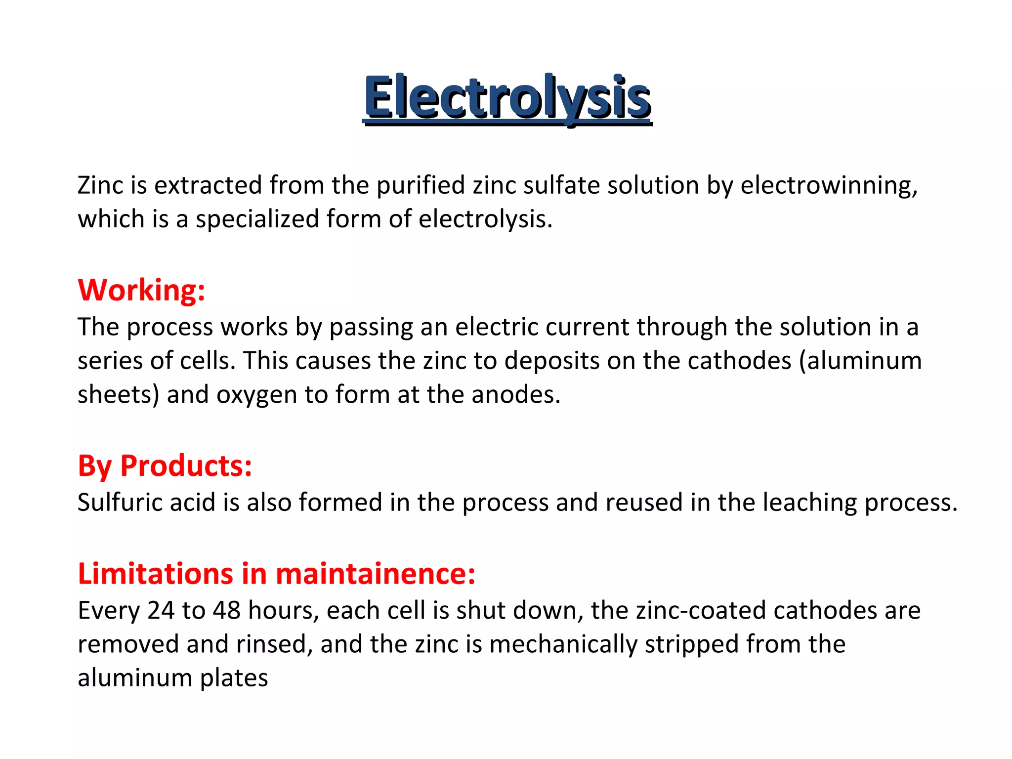 Extractive Metallurgy Presentation (Zinc) | PPT