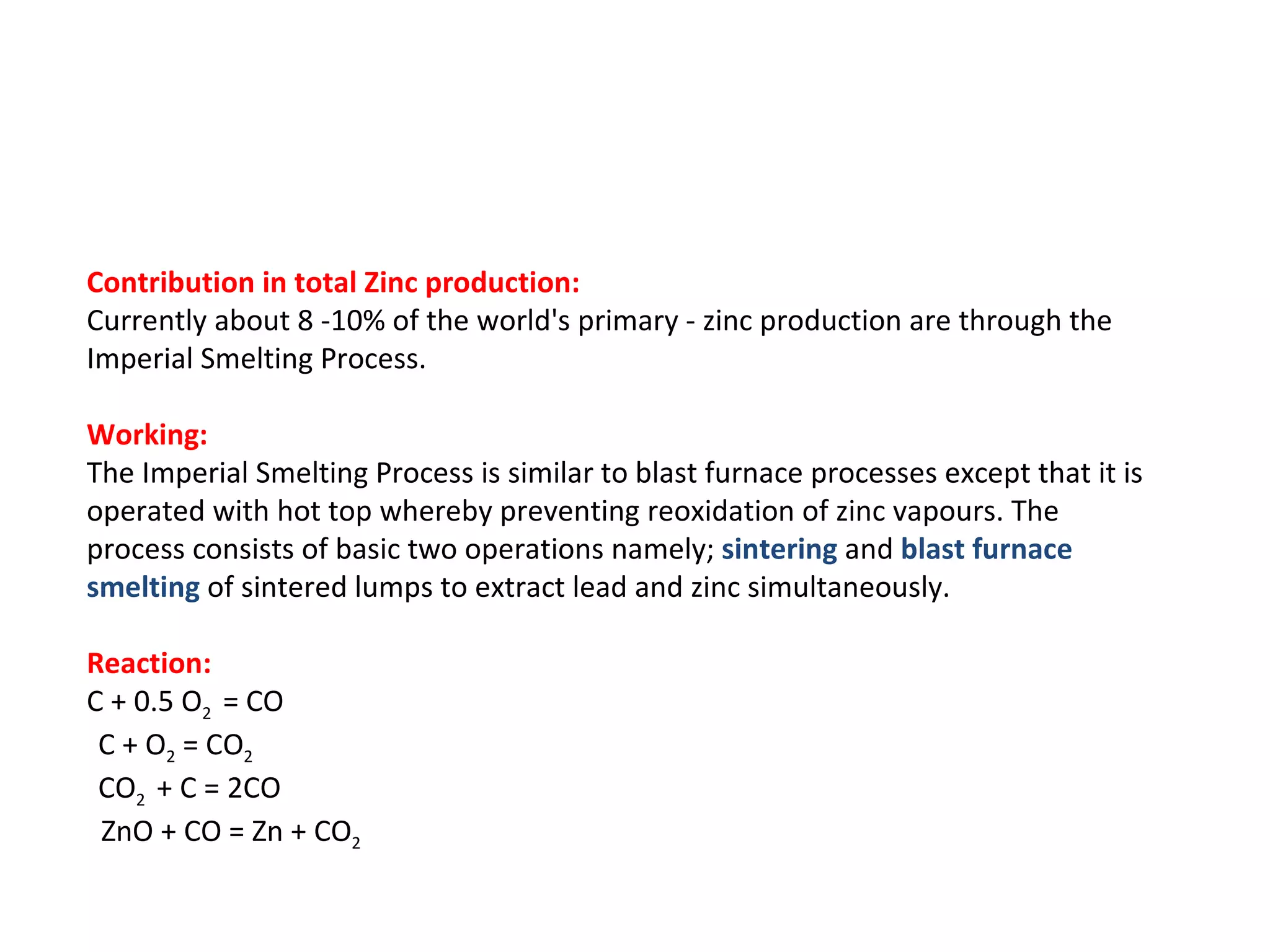 Extractive Metallurgy Presentation (Zinc) | PPT