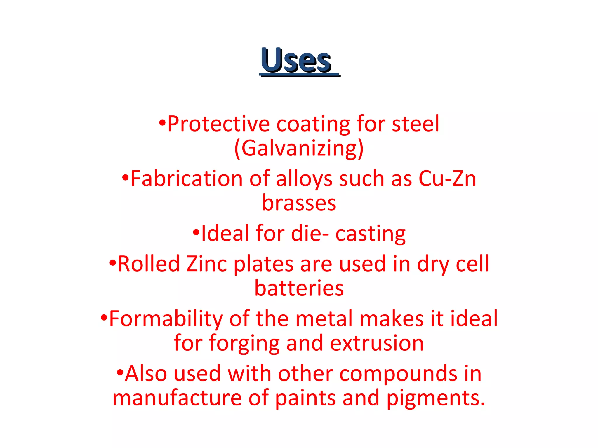 Extractive Metallurgy Presentation (Zinc) | PPT
