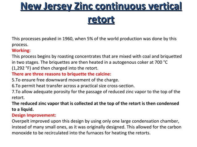 Extractive Metallurgy Presentation (Zinc) | PPT | Cooking | Food & Drink