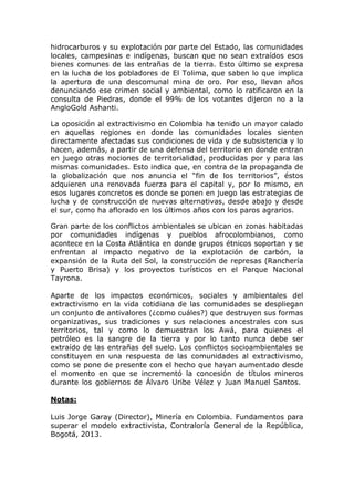 Extractivismo, enclaves y destrucción ambiental | PDF