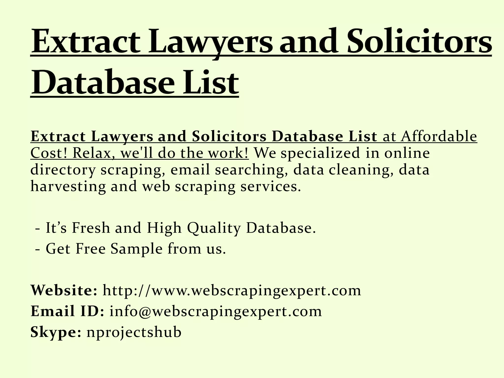 Extract Lawyers and Solicitors Database List | PPTX | Internet | Computing