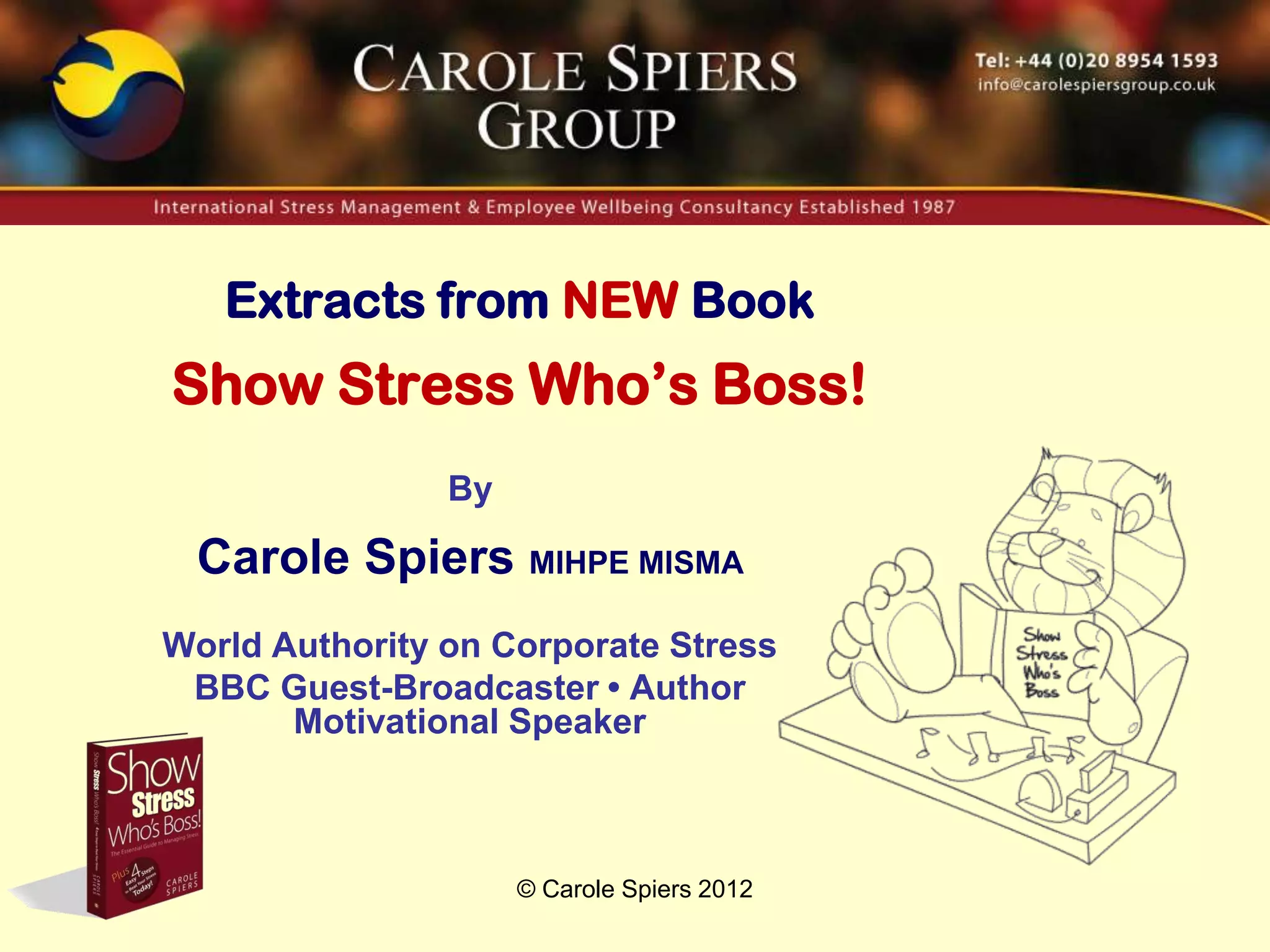 NEW book Show Stress Who’s Boss! Shows you how to Deal with Stress ...