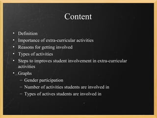 Increasing Student Involvement In Extra-curricular activities | PPT