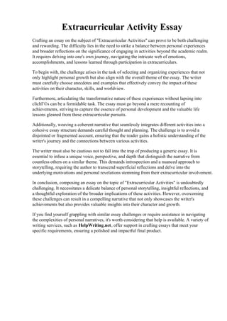 Extracurricular Activity Essay | PDF