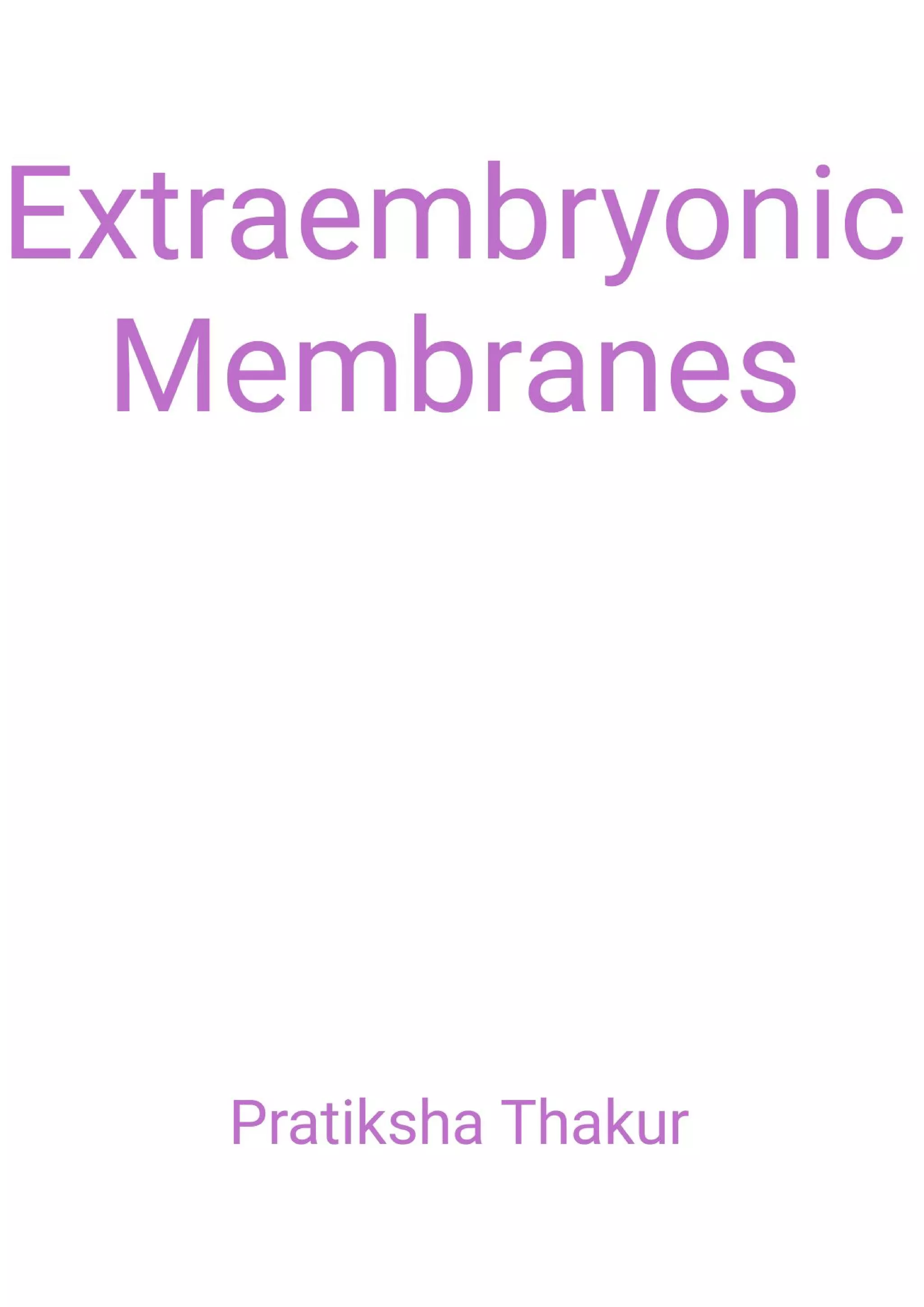 Extraembryonic Membranes | PDF