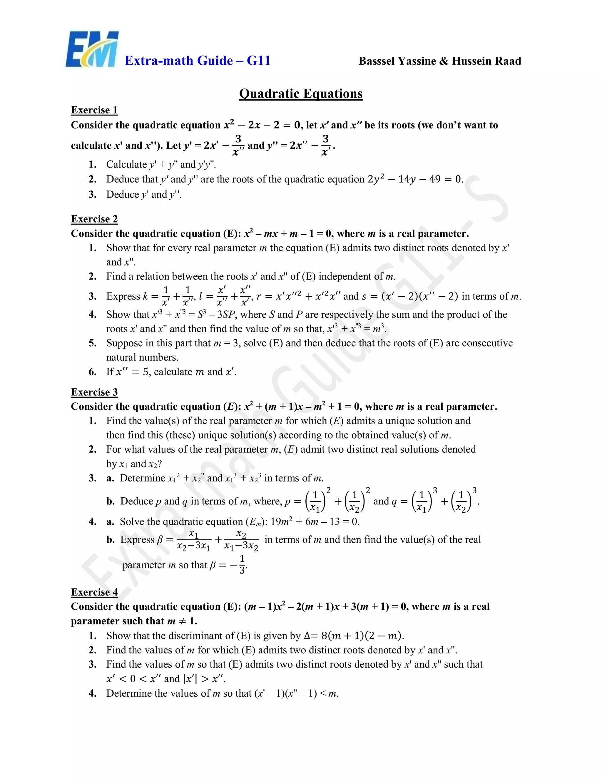 Extramath g11 chp1 | PDF