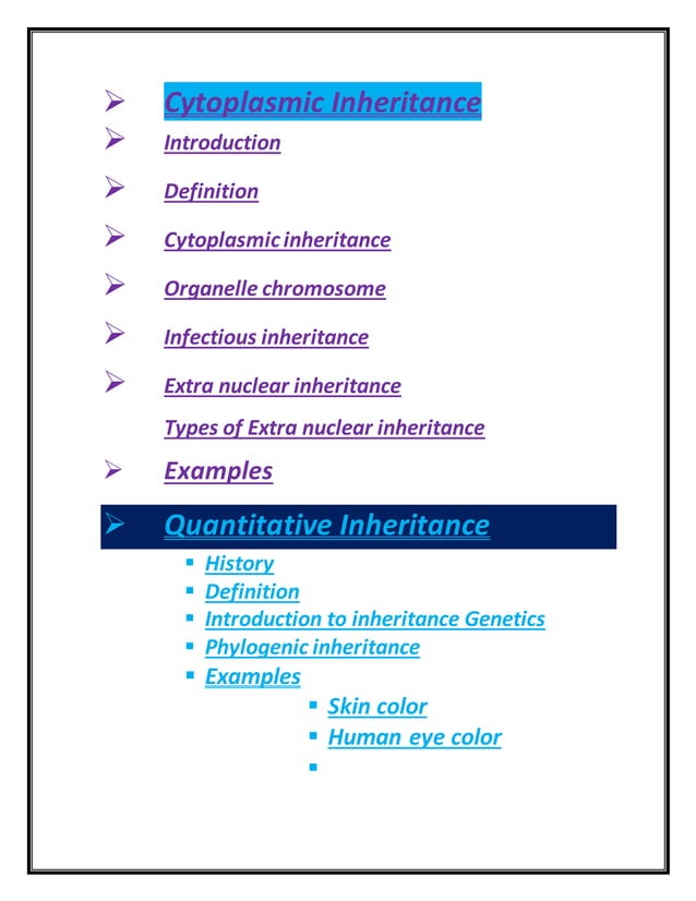 Extranuclear inheritance | DOCX | Genetics | Science