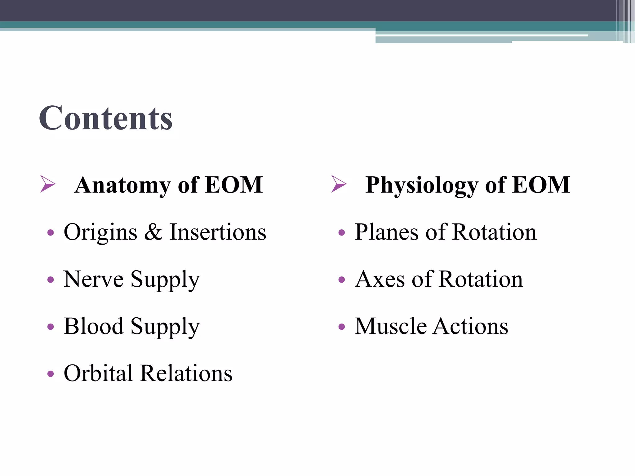 Extraoclar muscles (Anatomy & physiology) | PPTX