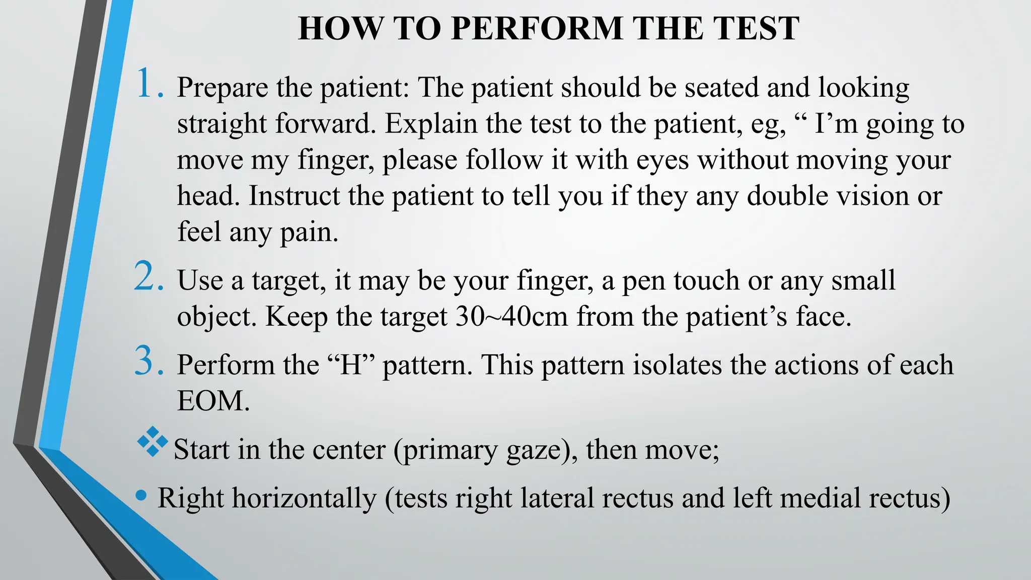 EXTRA OCULAR MOTILITY TEST.pptx by Tasilah Mbewe | PPTX