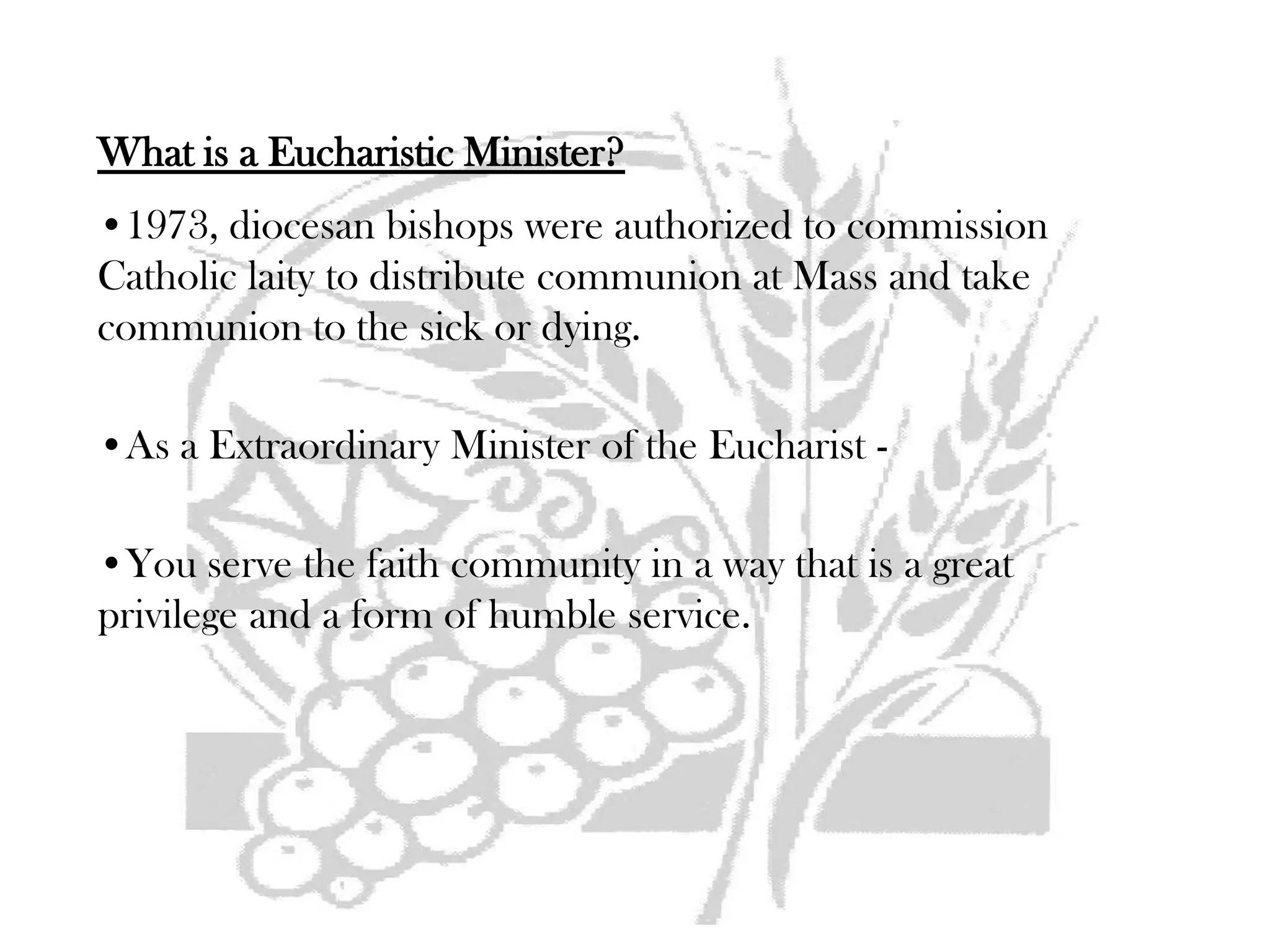 Extraordinary minister of holy communion instruction 2011 | PPSX