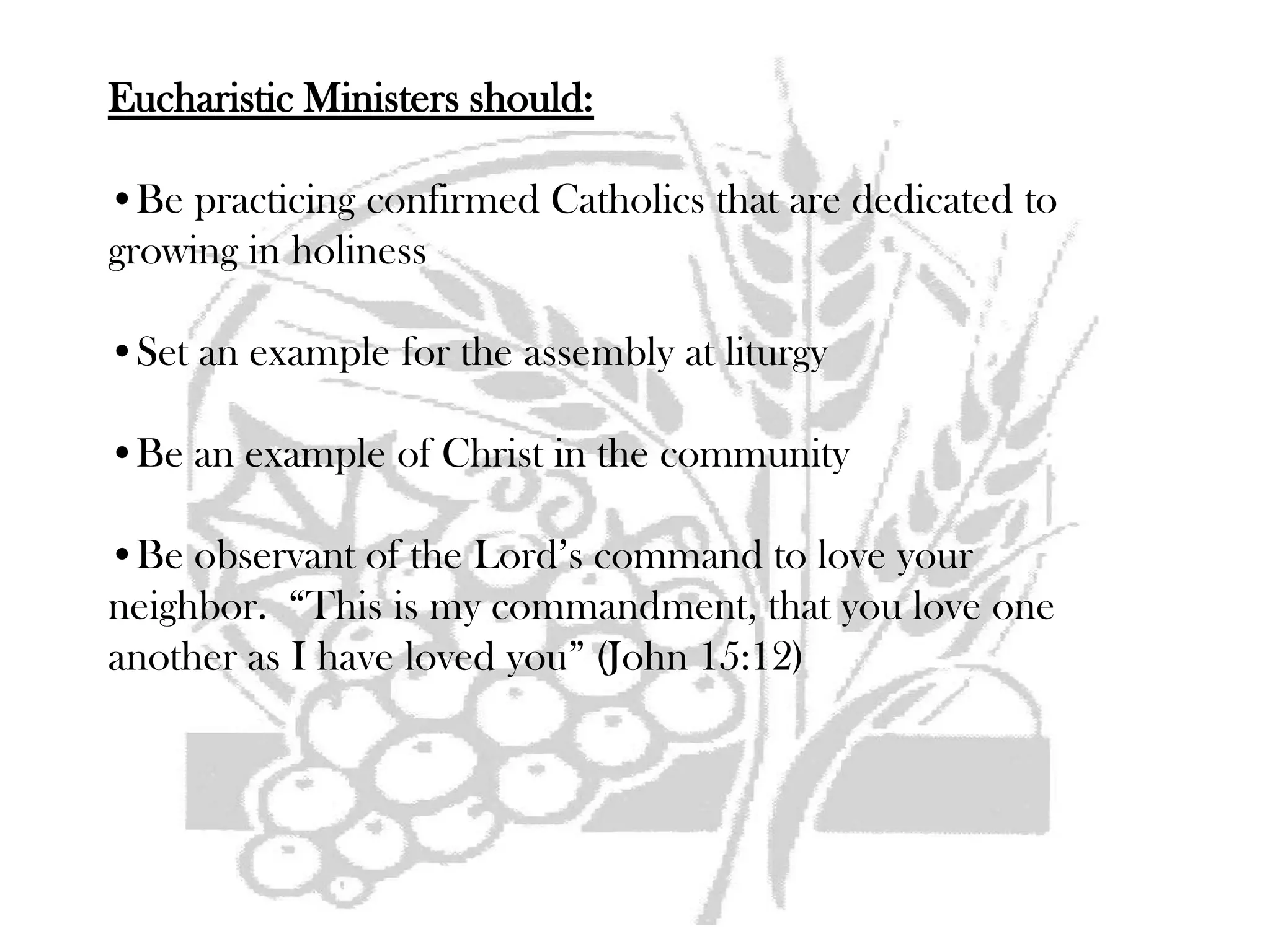 Extraordinary minister of holy communion instruction 2011 | PPSX