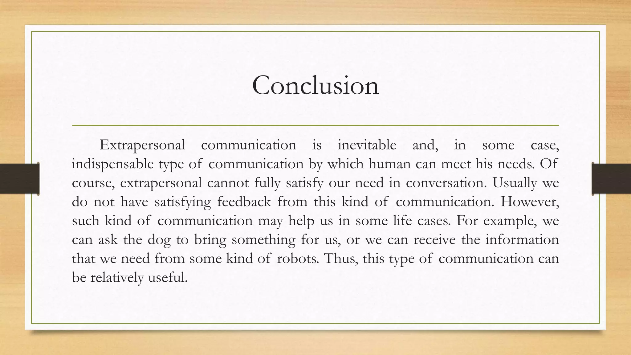 Extrapersonal communication | PPTX