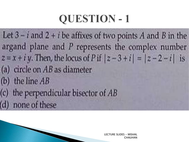 Extra Practice Problems Complex Numbers Class Xi Module 3 Ppt