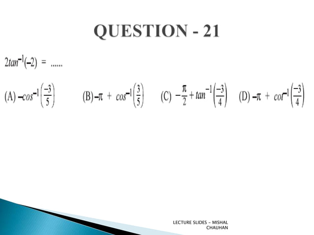 Extra practice problems inverse trigonometry - class xii - module 1 | PPT