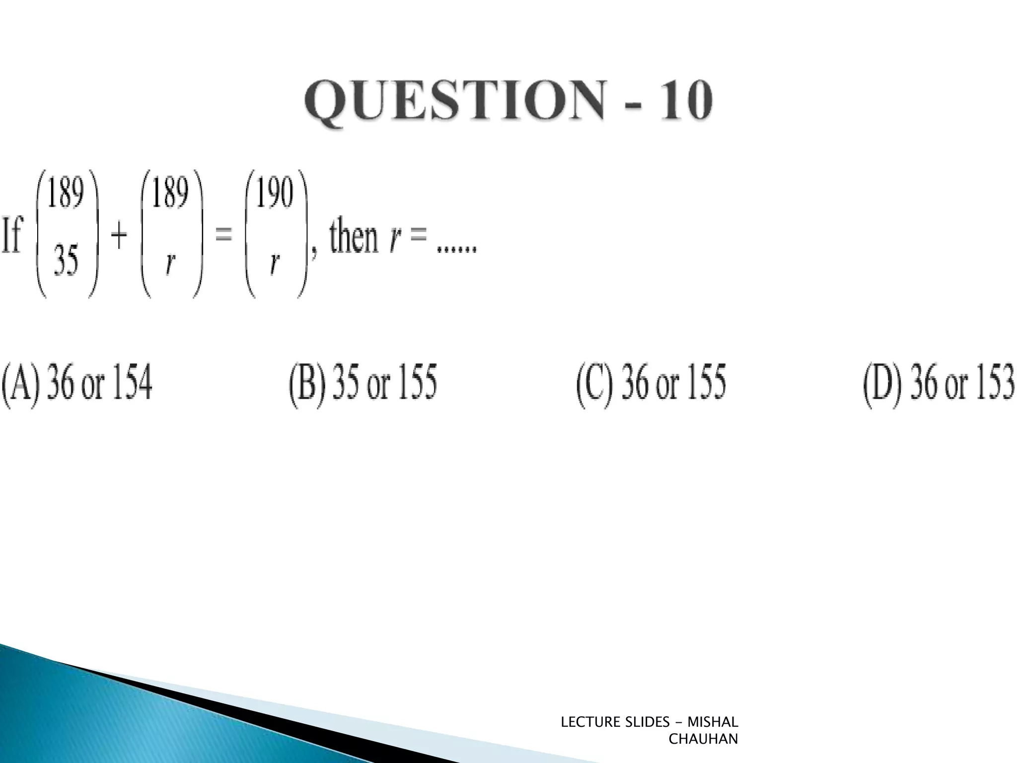 Extra practice problems P&C - class xi - module 1 | PPT