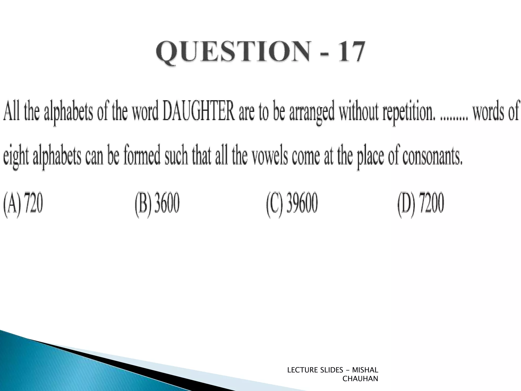 Extra practice problems P&C - class xi - module 1 | PPT
